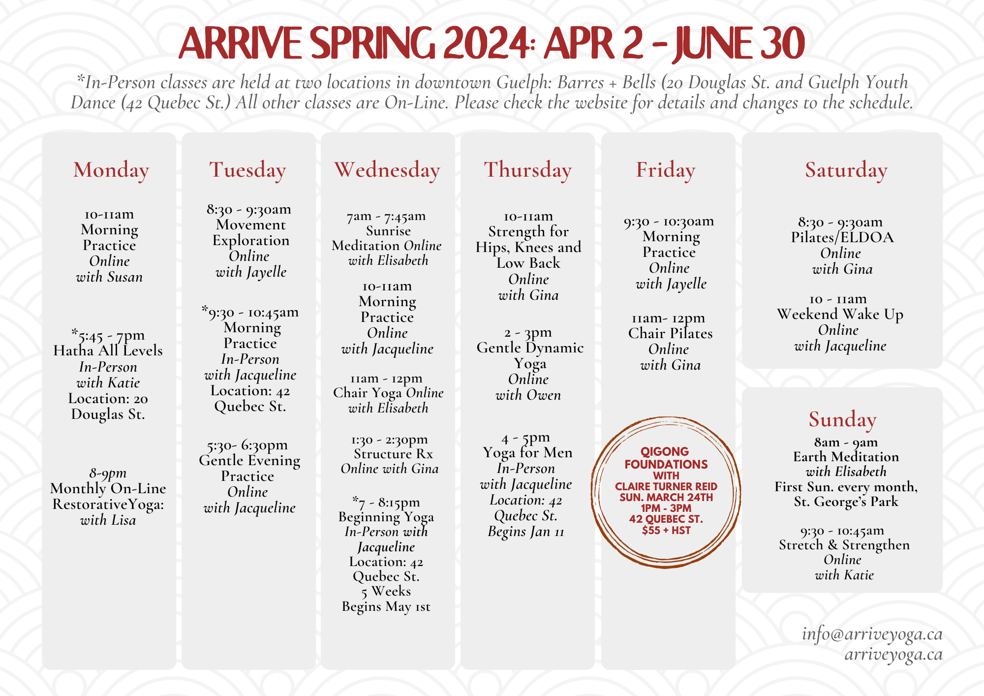 Classes & Schedule | Arrive Yoga